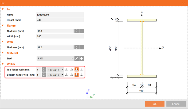 Check welds of welded sections | IDEA StatiCa