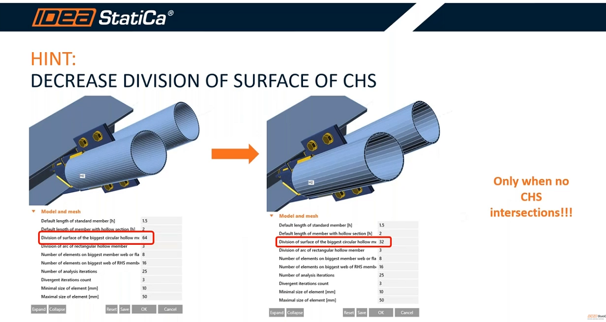 Decreasing division of surface of CHS members | IDEA StatiCa