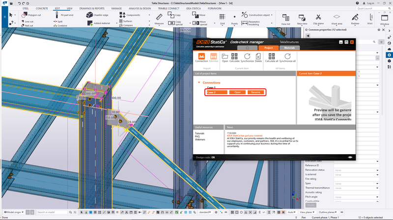 Tekla Structures Tutorial for Connection - BIM Link | IDEA StatiCa