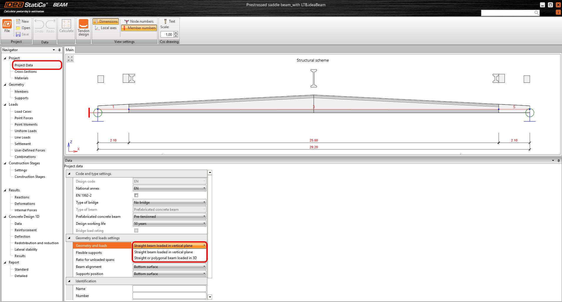 Lateral stability for concrete beams – all inputs and outputs, analysis ...