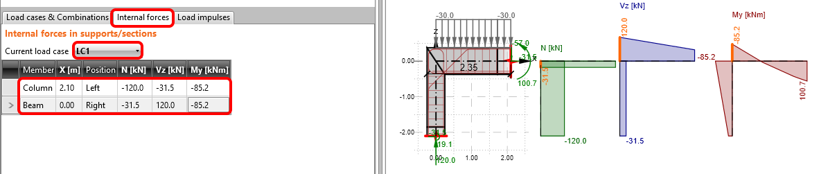 Structural design of a concrete frame joint (EN) | IDEA StatiCa