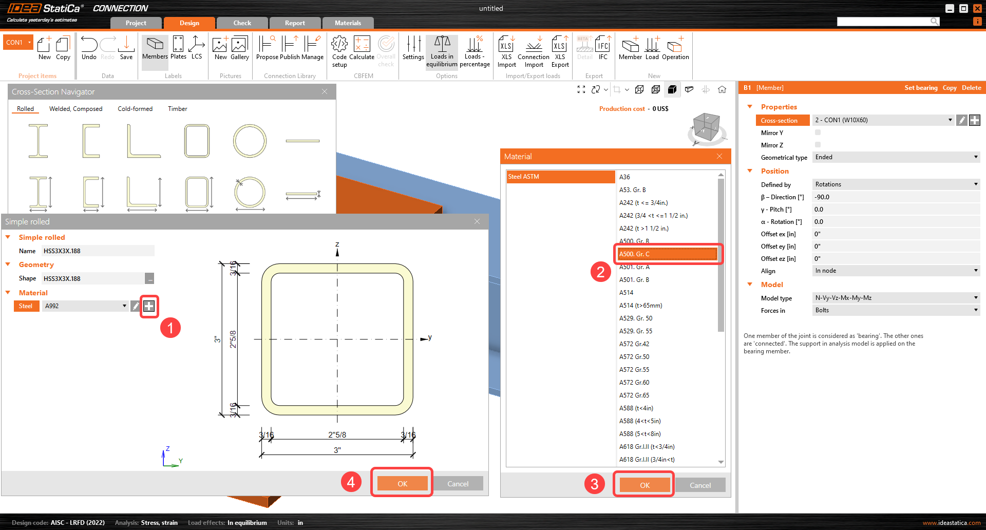 Buckling analysis of a steel connection (AISC) | IDEA StatiCa