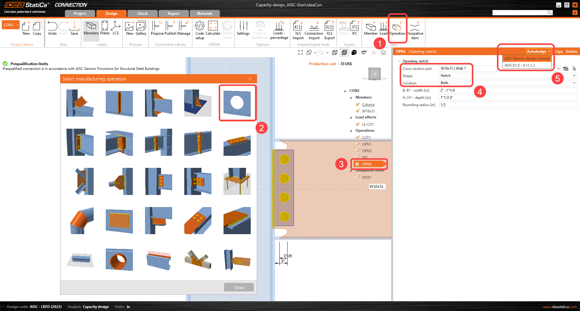 Steel connection capacity design (AISC) | IDEA StatiCa