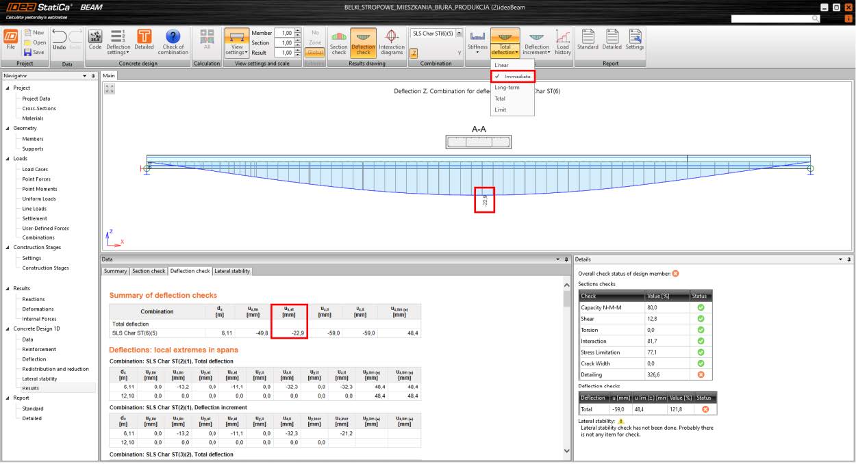 Deflection check in IDEA StatiCa Beam | IDEA StatiCa