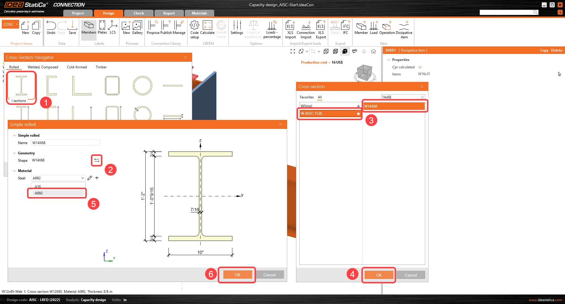 Steel connection capacity design (AISC) | IDEA StatiCa