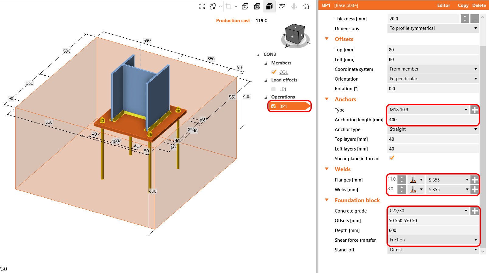 Structural design of a concrete wall (EN) | IDEA StatiCa