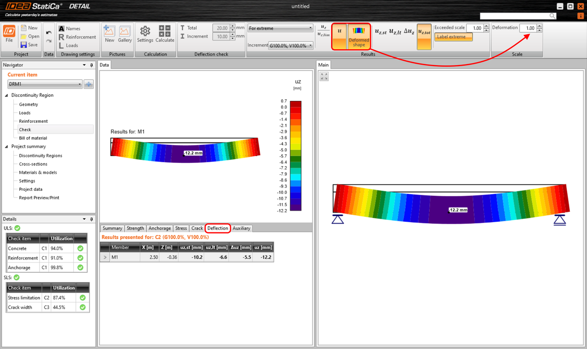 General description of SLS results in Detail application | IDEA StatiCa