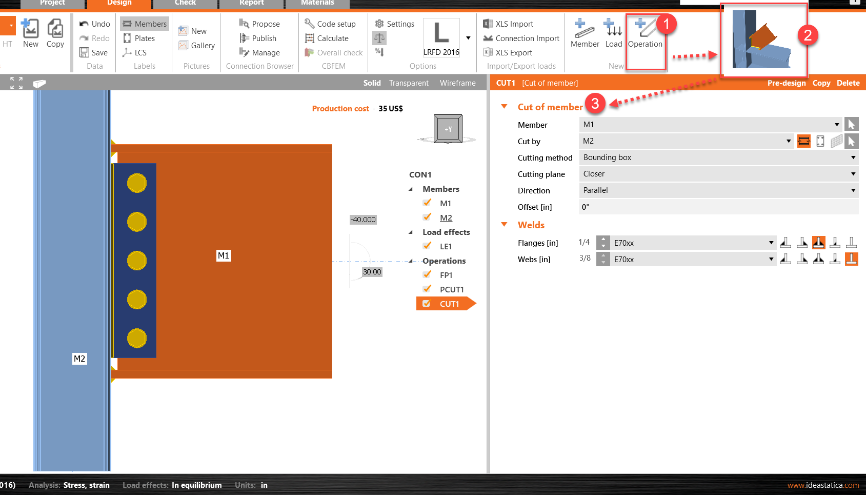 Moment connection: Wide flange to HSS (AISC) | IDEA StatiCa