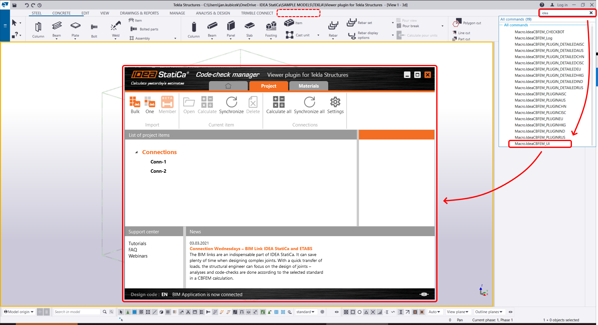 Checkbot in Tekla Structures ribbon missing | IDEA StatiCa
