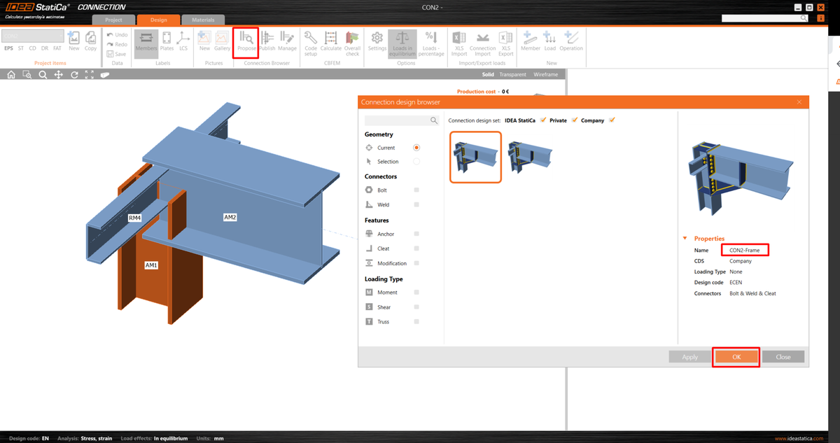 Structural design and code-check of a steel frame (EN) | IDEA StatiCa