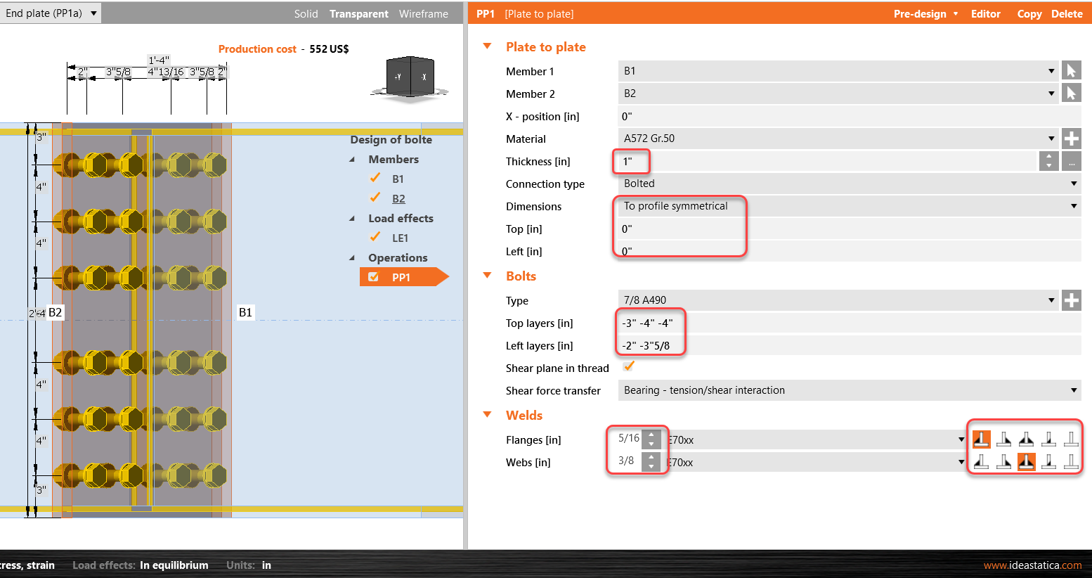 Bolted plate to plate connection design (AISC) | IDEA StatiCa