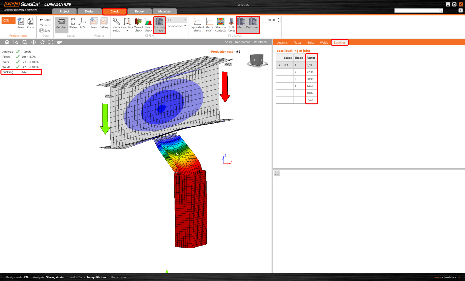 Buckling analysis of a steel connection (EN) | IDEA StatiCa