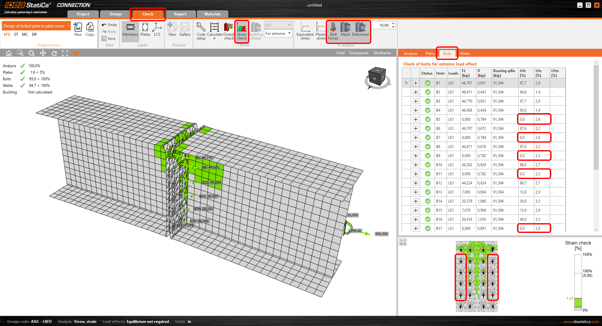 Bolted plate to plate connection design (AISC) | IDEA StatiCa