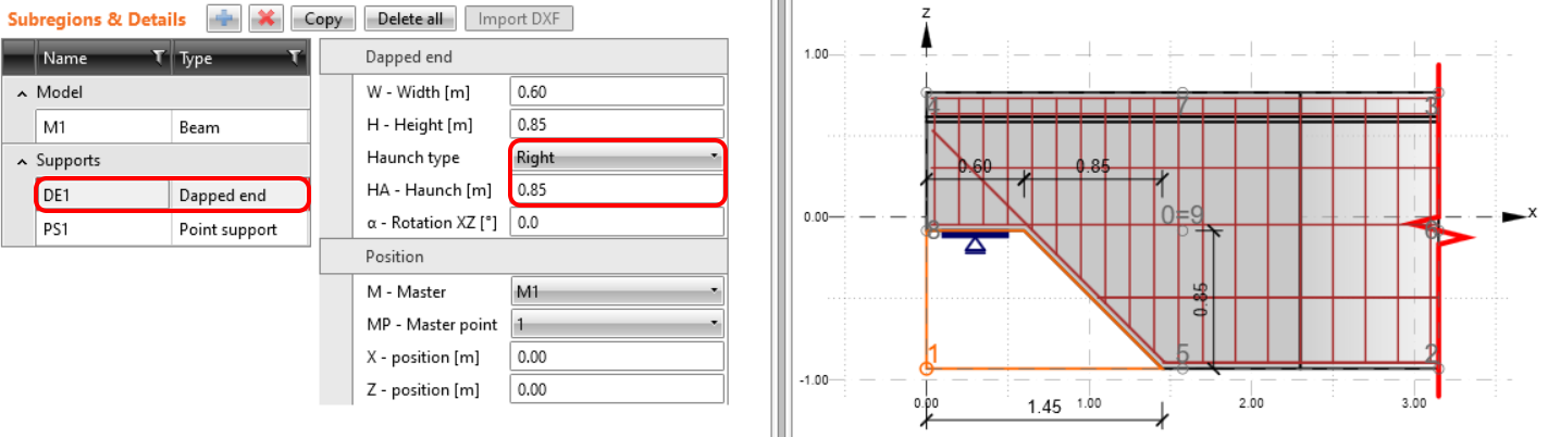 Structural design of a dapped end with an opening (EN) | IDEA StatiCa