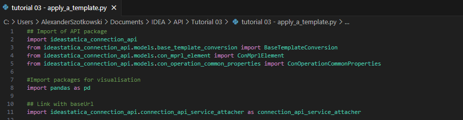 How to get started with API - Import a template and run calculation 03 | IDEA StatiCa