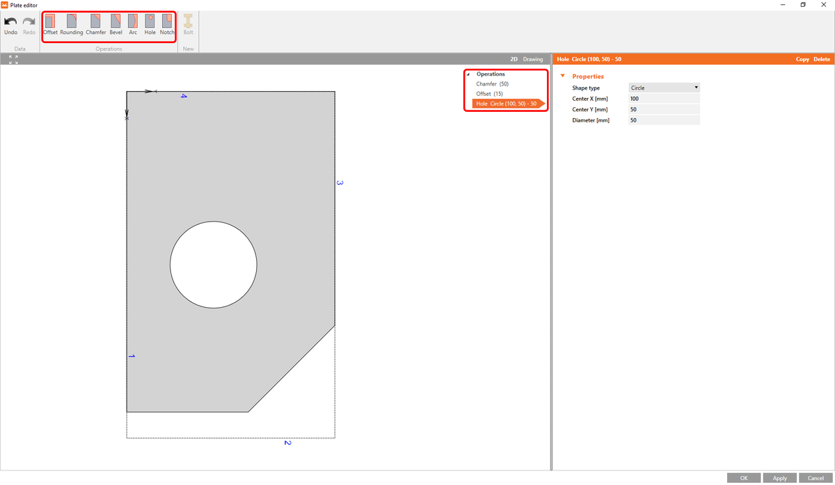 Using the plate Editor to shape a plate | IDEA StatiCa