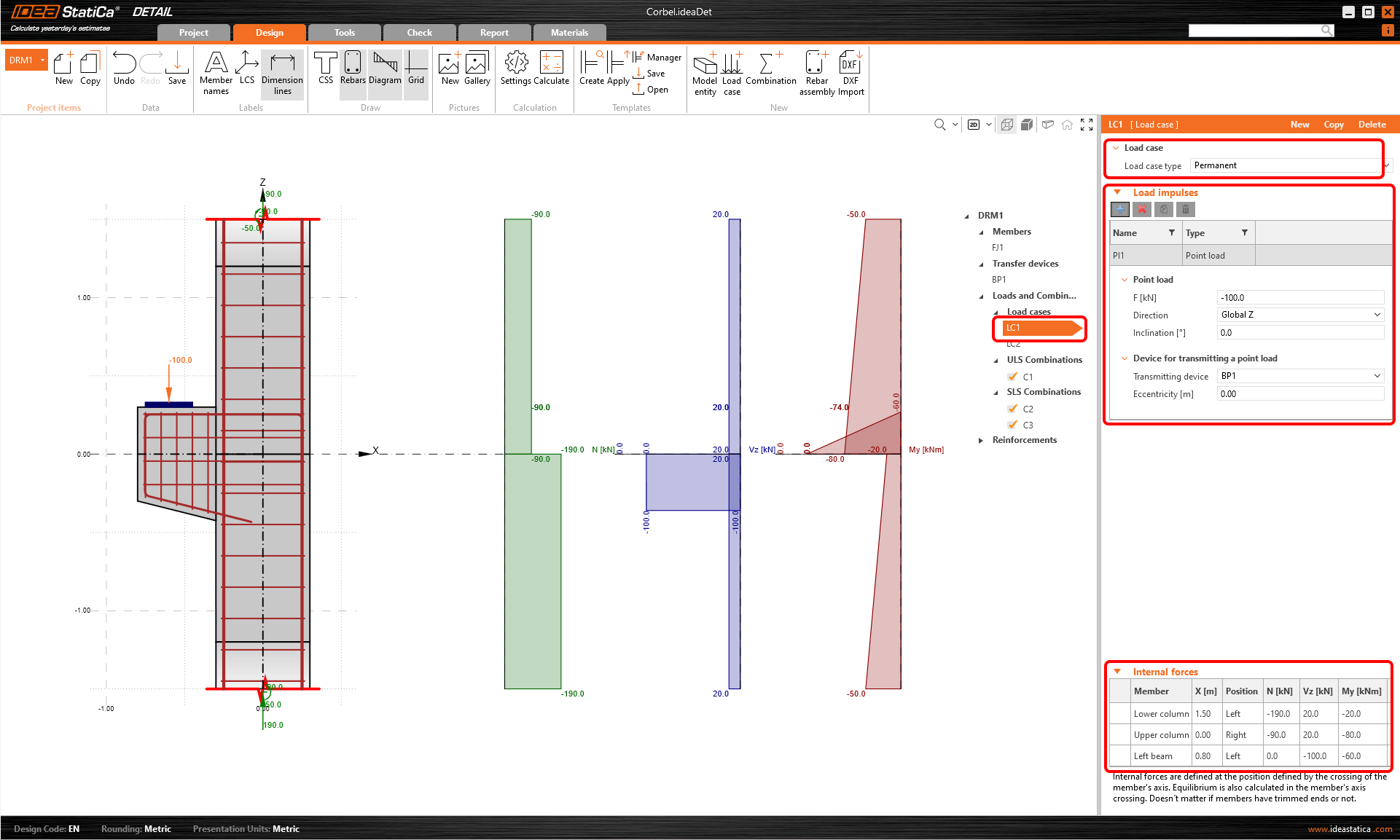 Reinforced column with a bracket (EN) | IDEA StatiCa