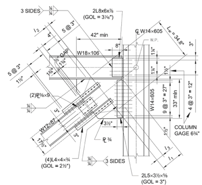 Brace Connection at beam-column connection in a braced frame (AISC ...