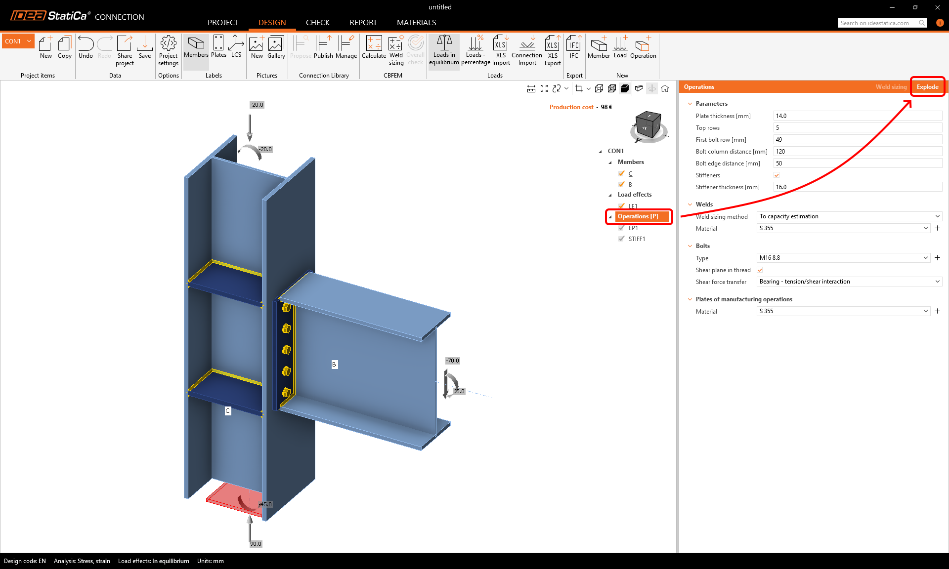 Continuous beam over column connection design (EN) | IDEA StatiCa