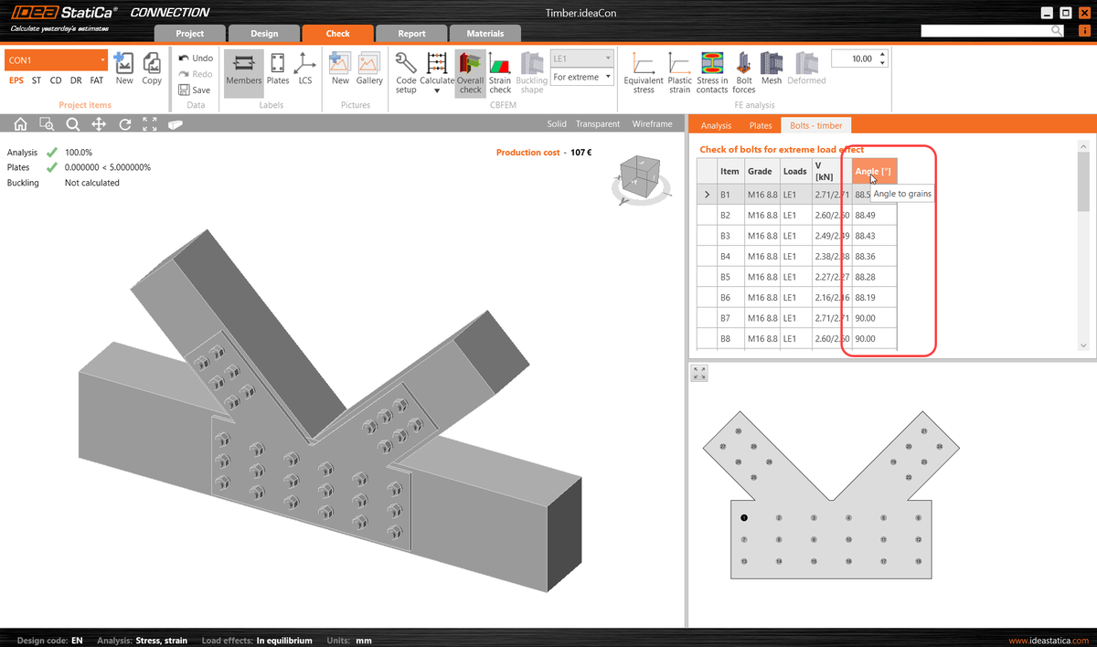 Timber connections – angle to the grain | IDEA StatiCa