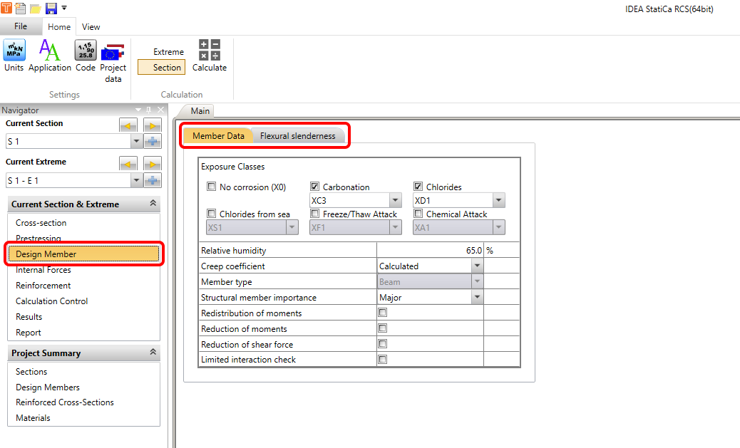 Design member for the reinforced concrete in the RCS application | IDEA StatiCa