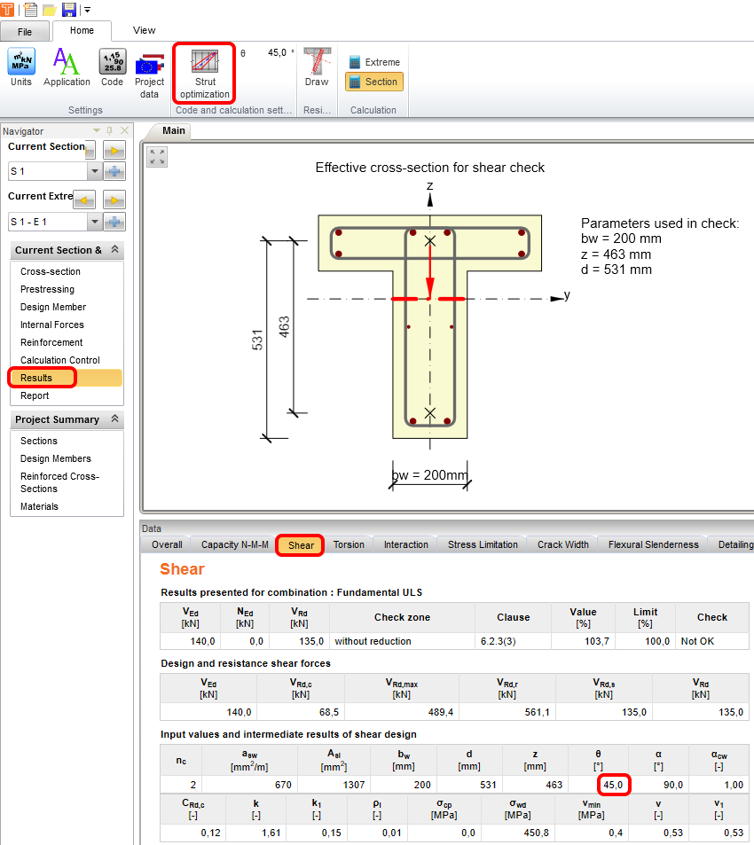 Structural design of a reinforced concrete T-section (EN) | IDEA StatiCa