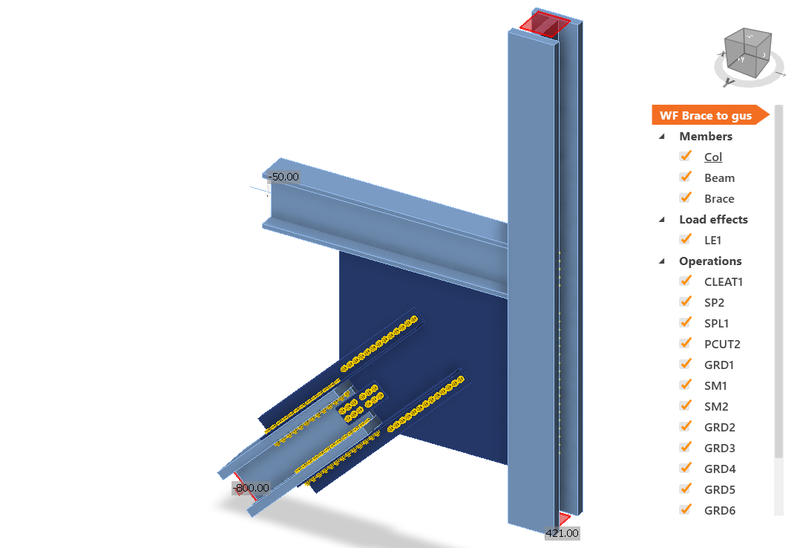 Wide flange bracing claw angles connection | IDEA StatiCa