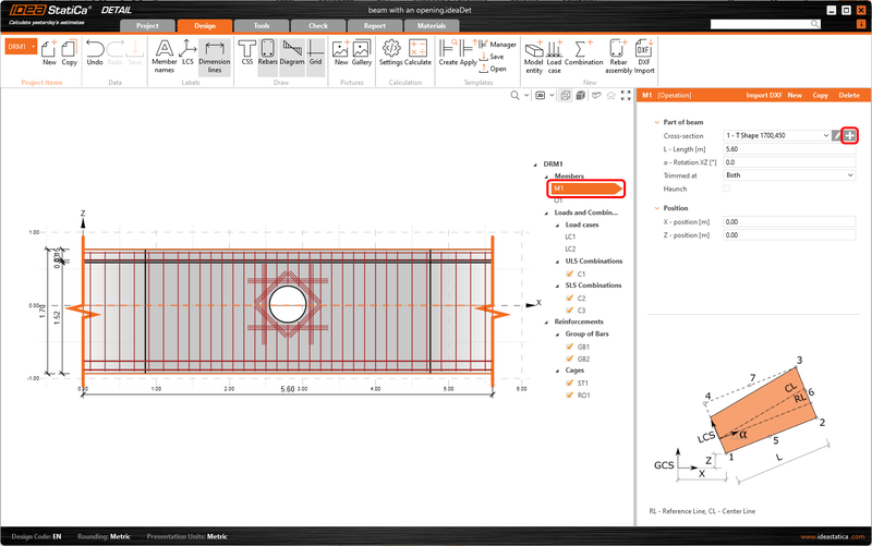 Structural design of a concrete beam with an opening (EN) | IDEA StatiCa