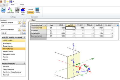 How to fill in the table of internal forces in RCS module? | IDEA StatiCa