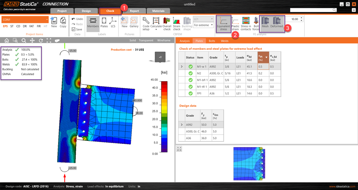 Moment connection: Wide flange to HSS (AISC) | IDEA StatiCa