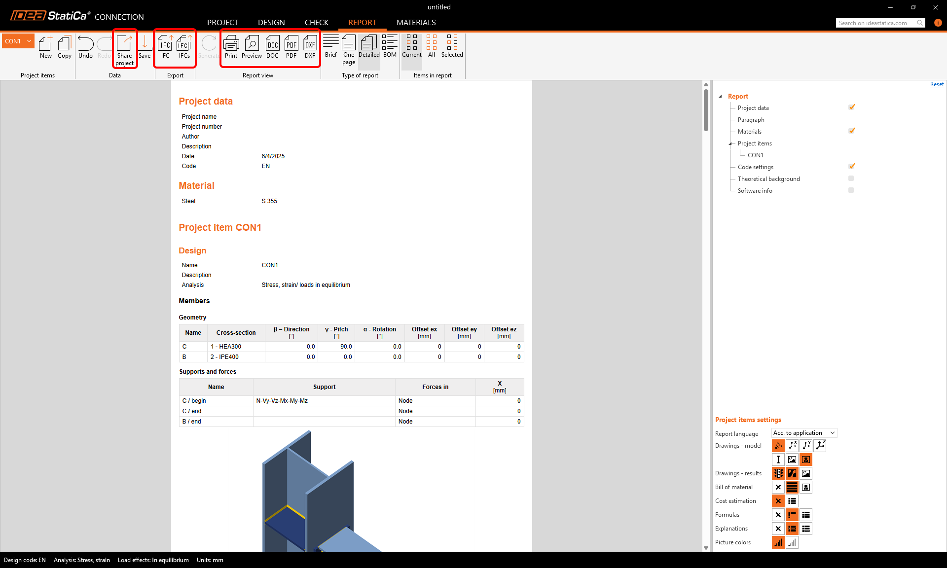 Continuous beam over column connection design (EN) | IDEA StatiCa