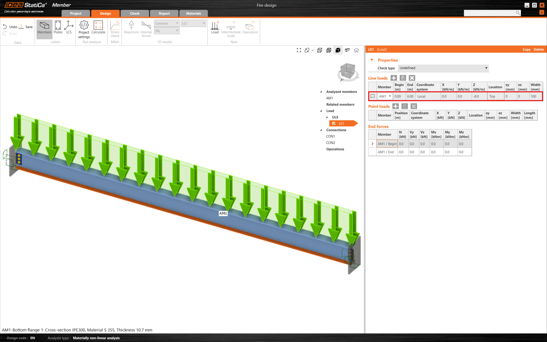 Fire design analysis of a steel member (EN) | IDEA StatiCa