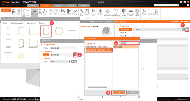 Structural design of footing with diagonal (AISC) | IDEA StatiCa