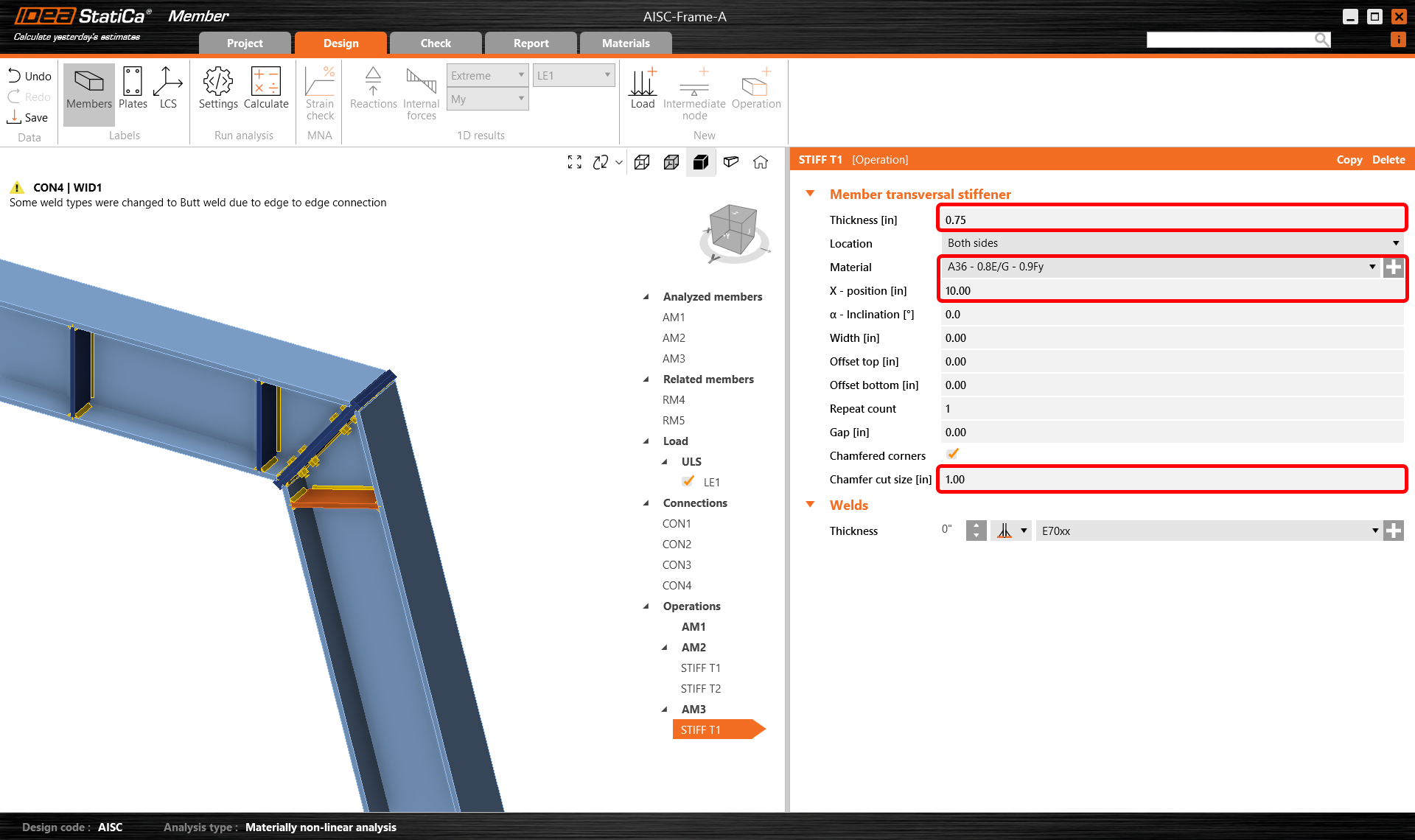 Structural design and code-check of a steel frame (AISC) | IDEA StatiCa