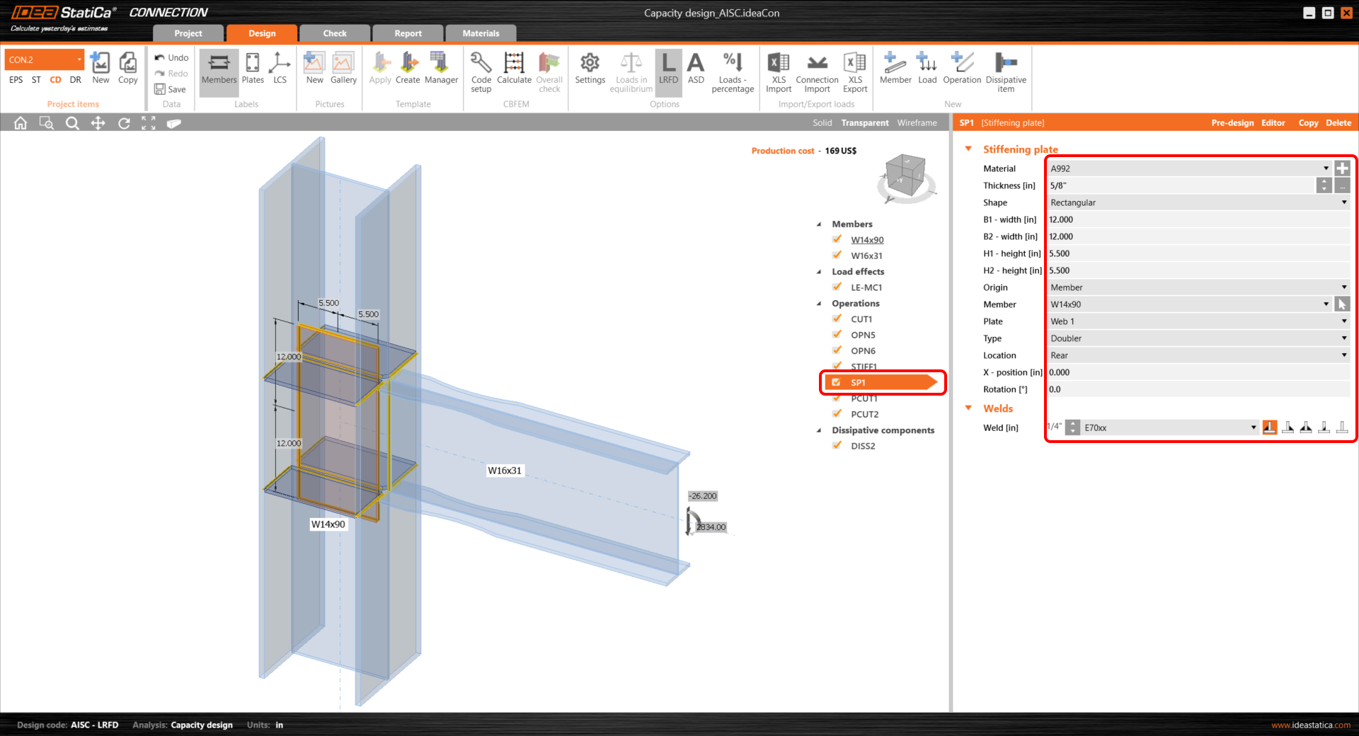 Capacity design (AISC) | IDEA StatiCa