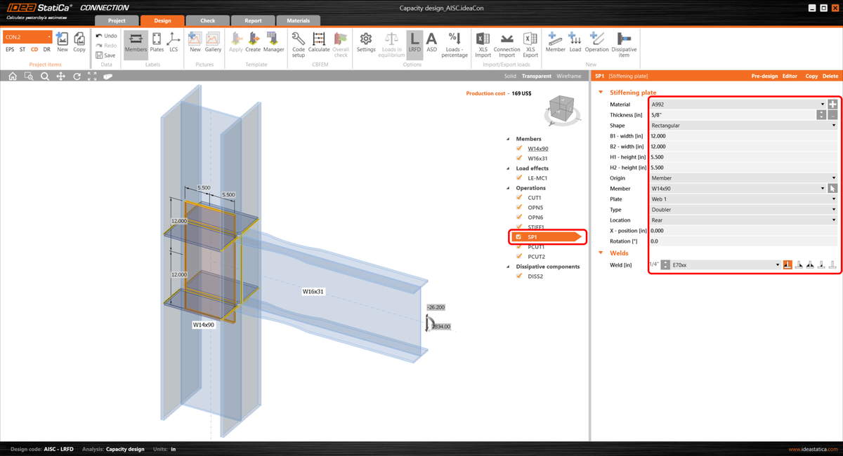 Steel connection capacity design (AISC) | IDEA StatiCa