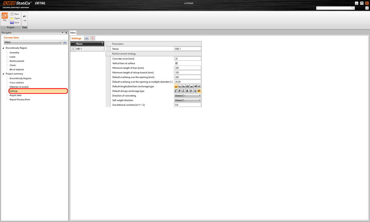 General settings in Detail application | IDEA StatiCa