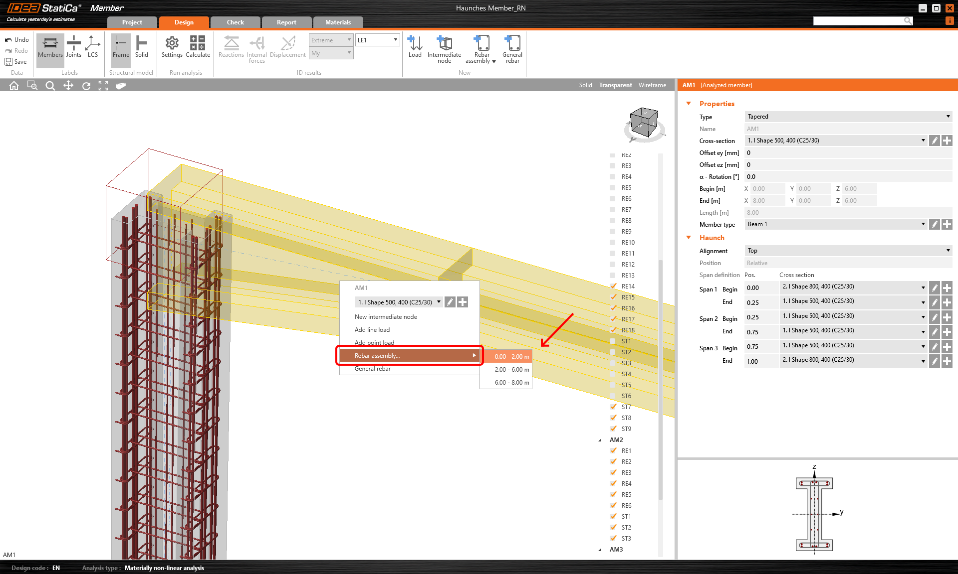 Nonlinear analysis of tapered members | IDEA StatiCa