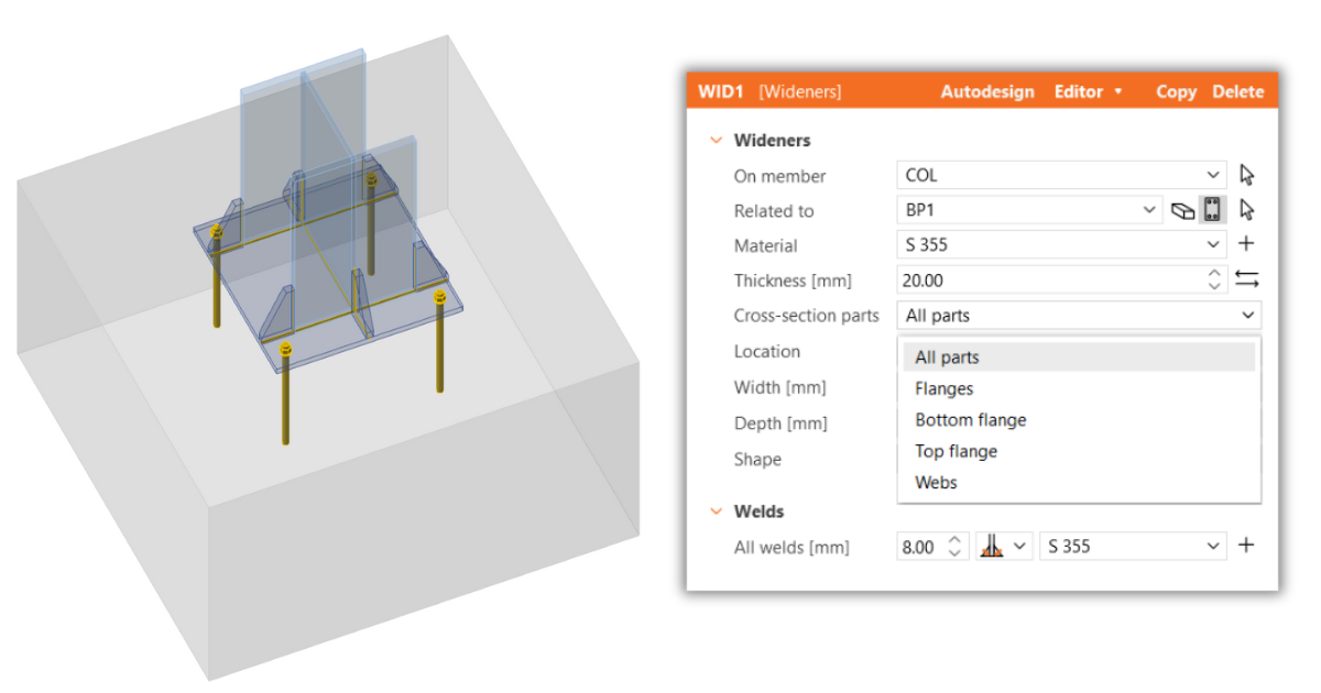 General anchoring shapes and options | IDEA StatiCa