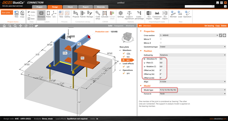 Structural design of footing with diagonal (AISC) | IDEA StatiCa