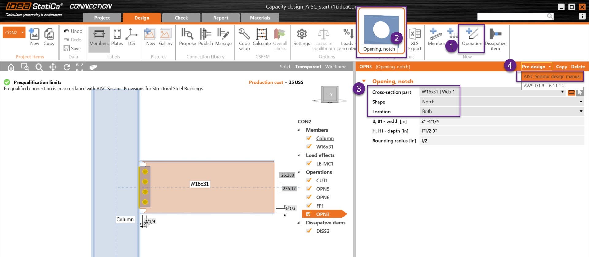 Steel connection capacity design (AISC) | IDEA StatiCa