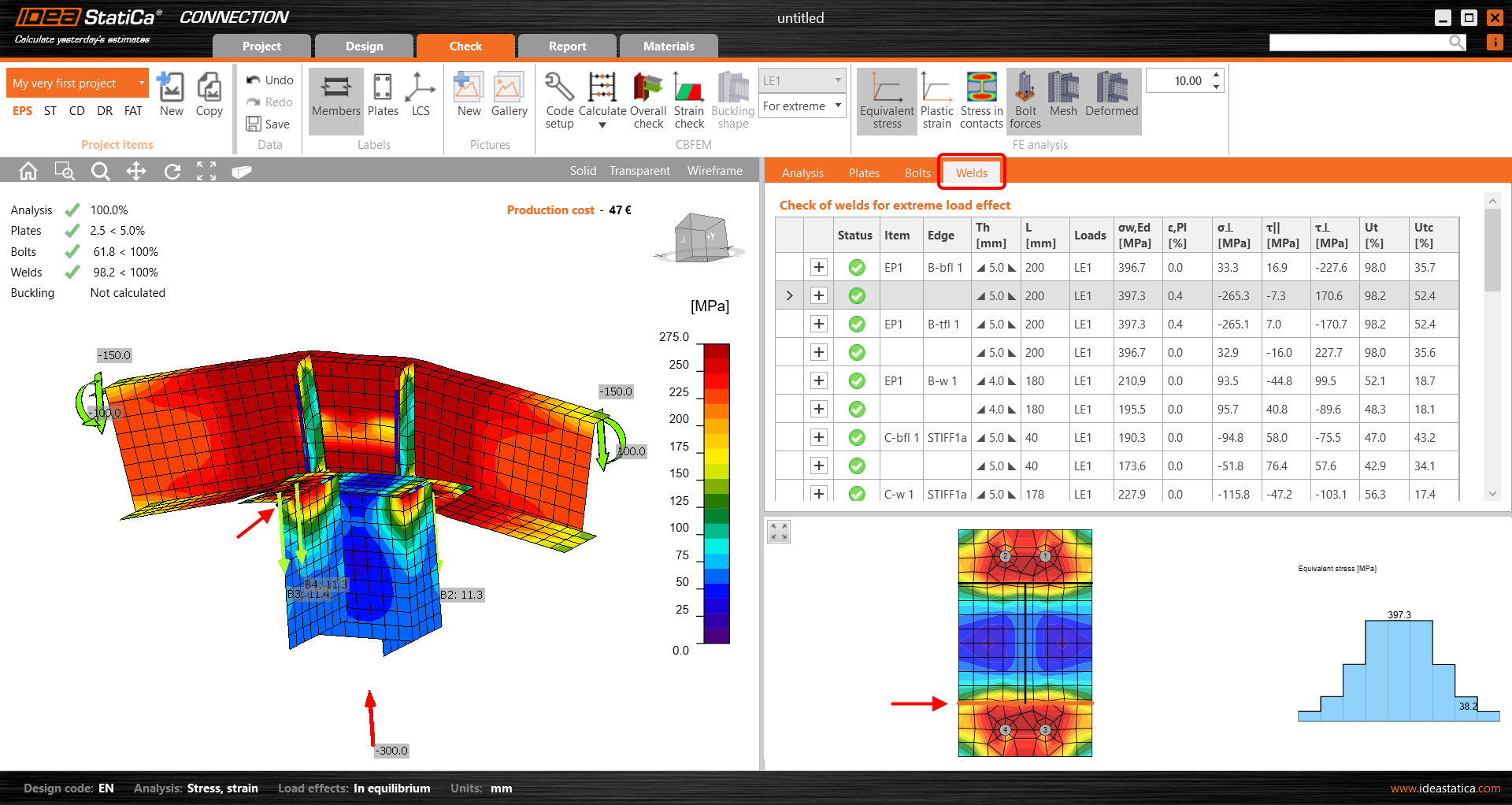 Continuous beam over column connection design (EN) | IDEA StatiCa