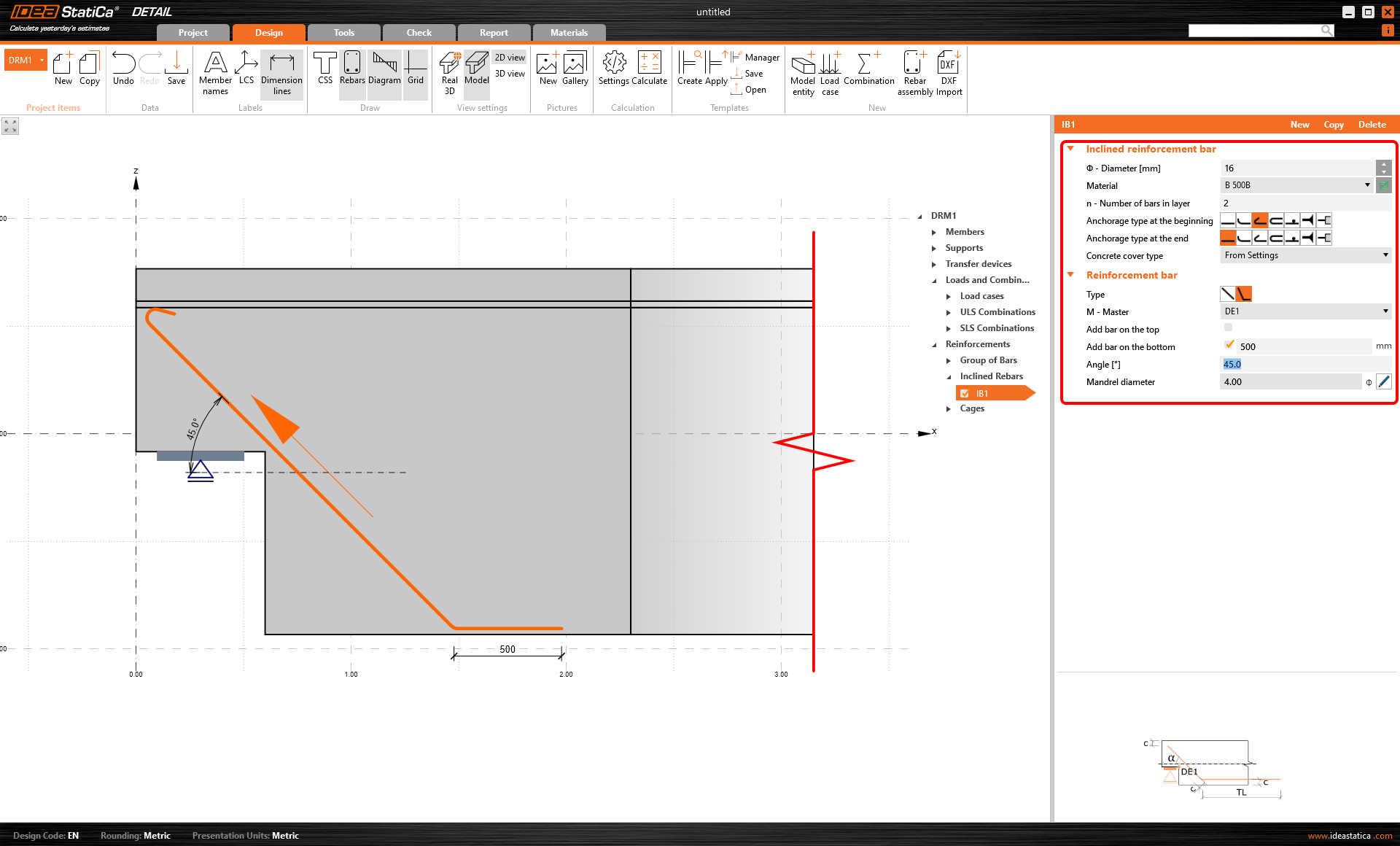 Reinforcement definition in the Detail application | IDEA StatiCa