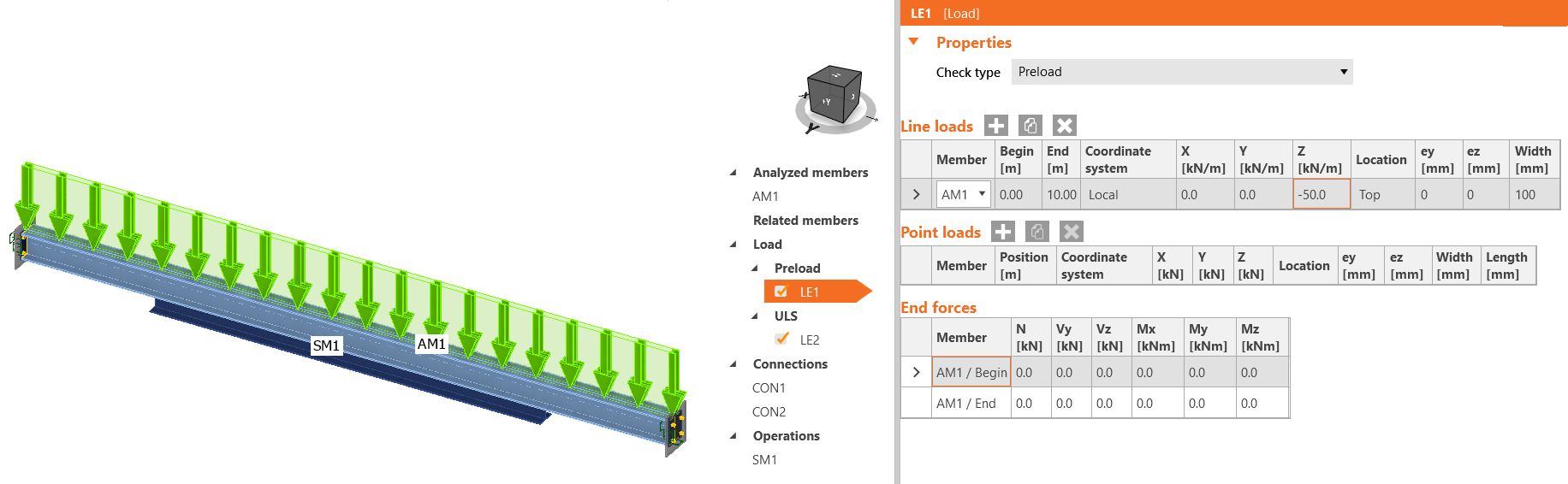 Member – rigid support member (RSM) and construction stages | IDEA StatiCa