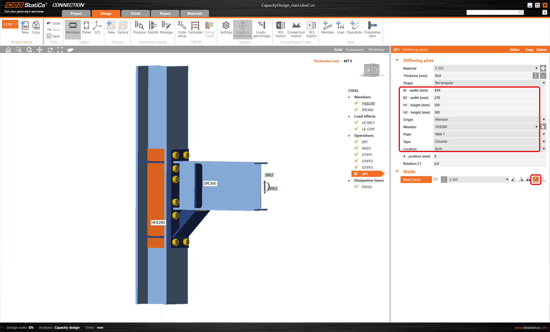 Steel connection capacity design (EN) | IDEA StatiCa
