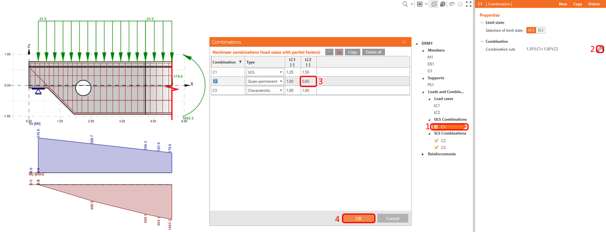 Structural design of a dapped end with an opening (EN) | IDEA StatiCa
