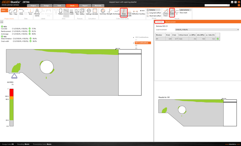 General description of SLS results in Detail application | IDEA StatiCa