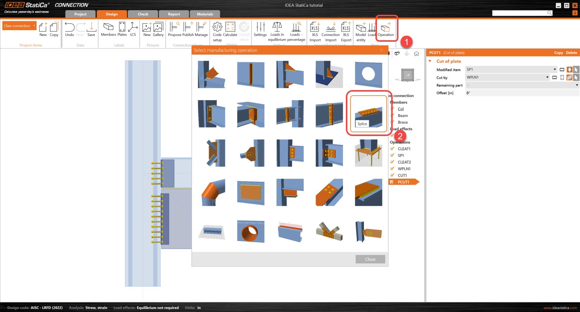 Claw angle on WF bracing connection (AISC) | IDEA StatiCa