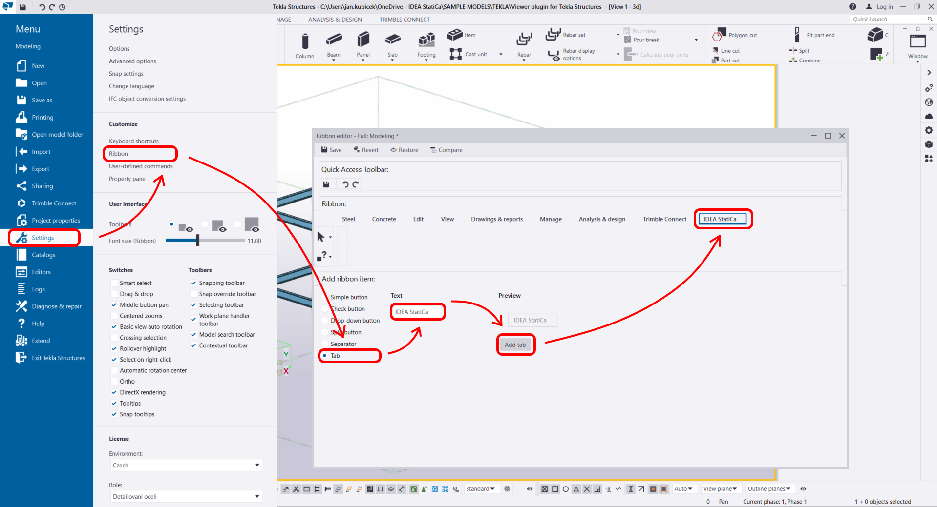 Checkbot in Tekla Structures ribbon missing | IDEA StatiCa