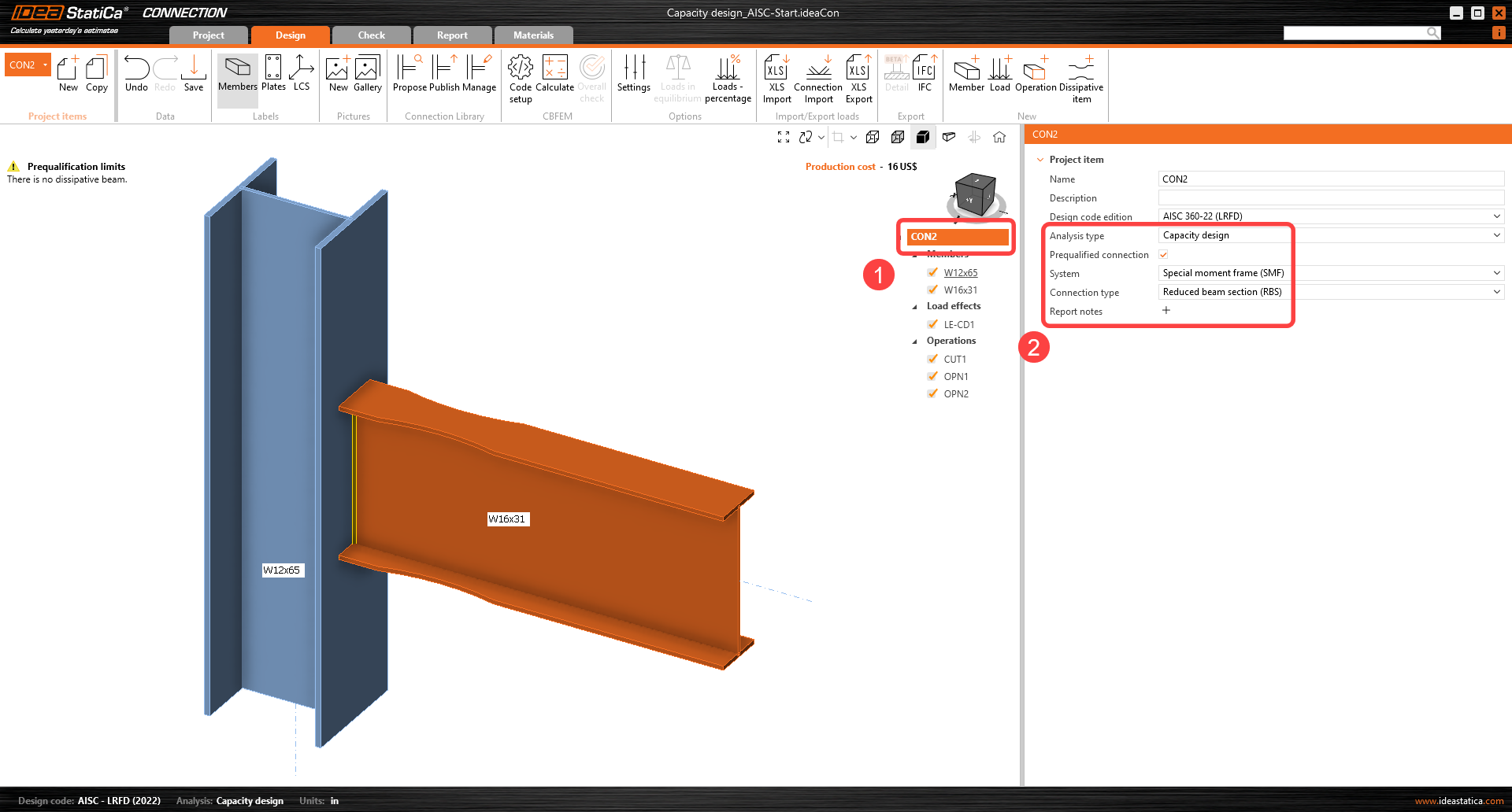 Steel connection capacity design (AISC) | IDEA StatiCa